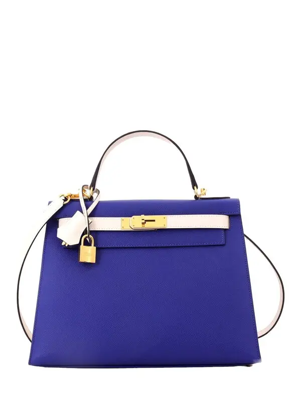 Hermès Kelly Handbag Bicolor Epsom With Gold Hardware 28 - Bicolor - Bleu Electrique/nata