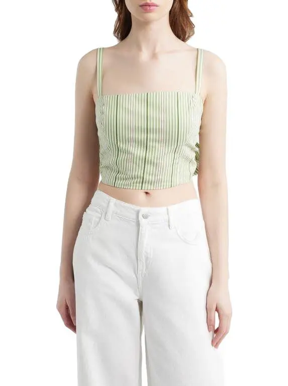 Hill House Home Stripe Crop Top - Green Jacquard Stripe