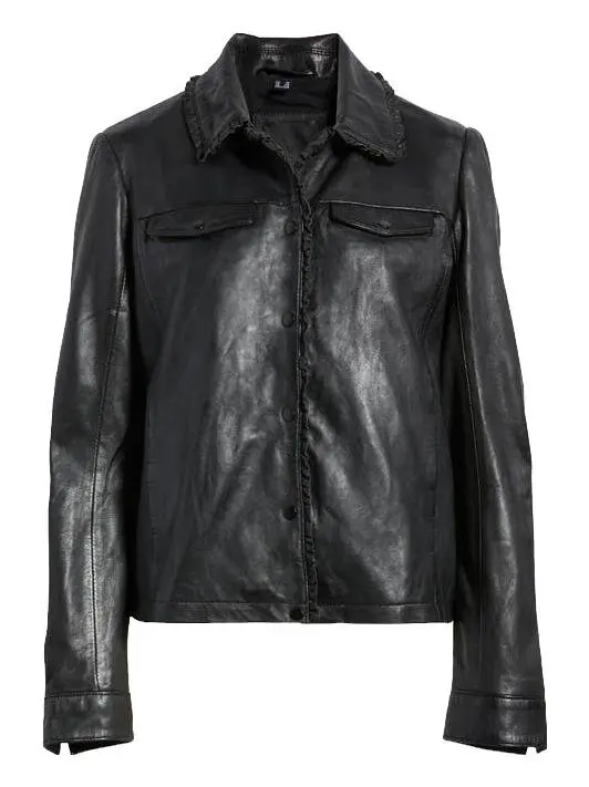 Mauritius Limma Ruffle Leather Jacket - Black