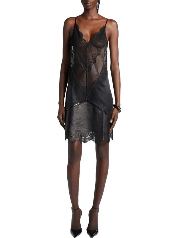 TOM FORD Enverse Satin Lace Slipdress - Black