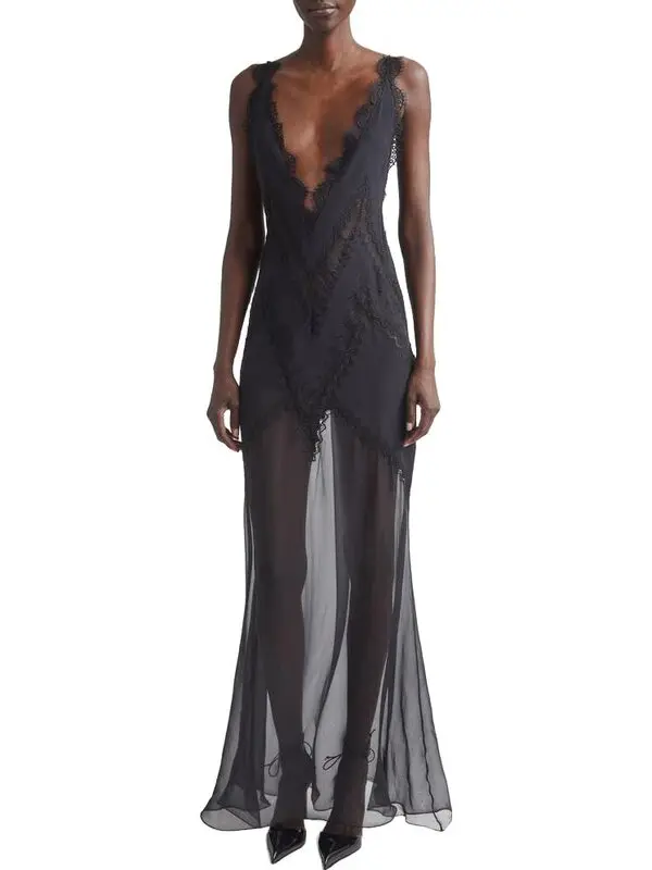 TOM FORD Enverse Satin Lace Slipdress - Black