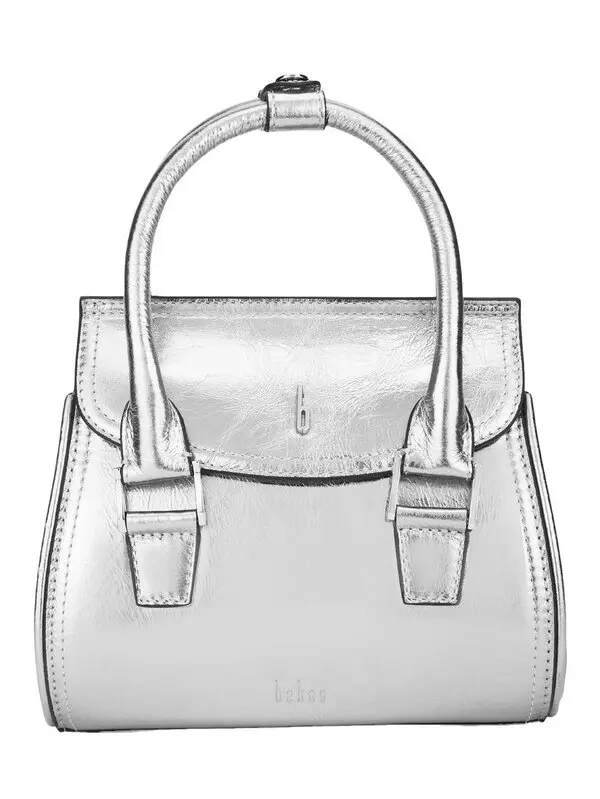BEHNO Mini Coco Leather Satchel - Silver