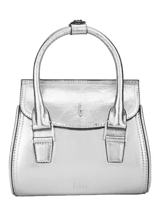 BEHNO Mini Coco Leather Satchel - Silver