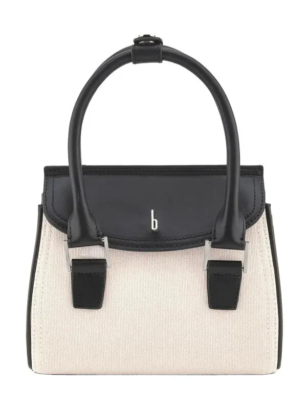 BEHNO Mini Coco Canvas & Leather Satchel - Sand/black