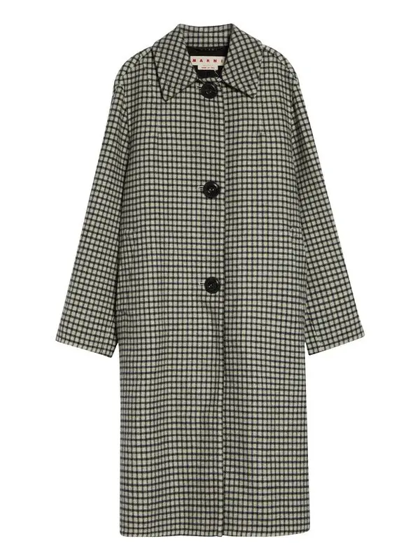 Marni Check Longline Wool Coat - Chy06citrine