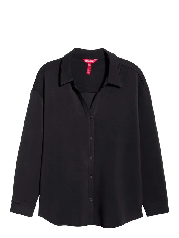 Spanx Oversized Button-up Shirt - Very Black
