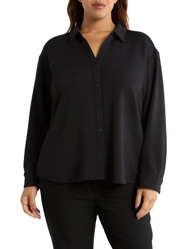 Spanx Oversized Button-up Shirt - Very Black