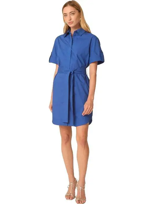 GILNER FARRAR Marlee Belted Cotton Shirt Dress - Azure