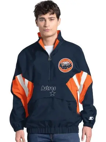 STARTER Houston Astros Cooperstown Chief Half-zip Pullover - Navy