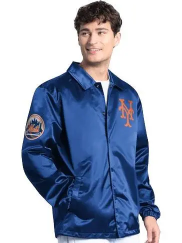 STARTER New York Mets Cooperstown Collection Coaches Jacket - Royal