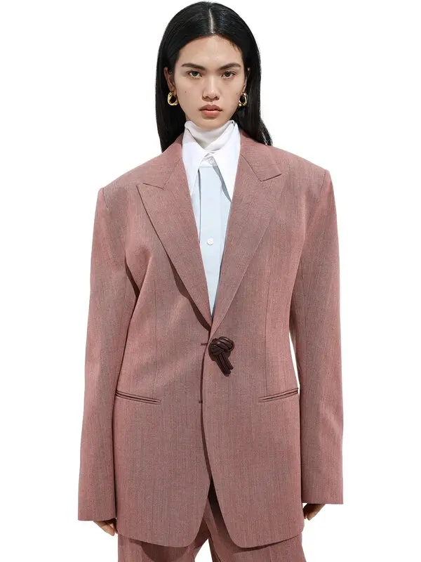 Bottega Veneta Wool And Linen-blend Jacket - Pink/carrubo Mel