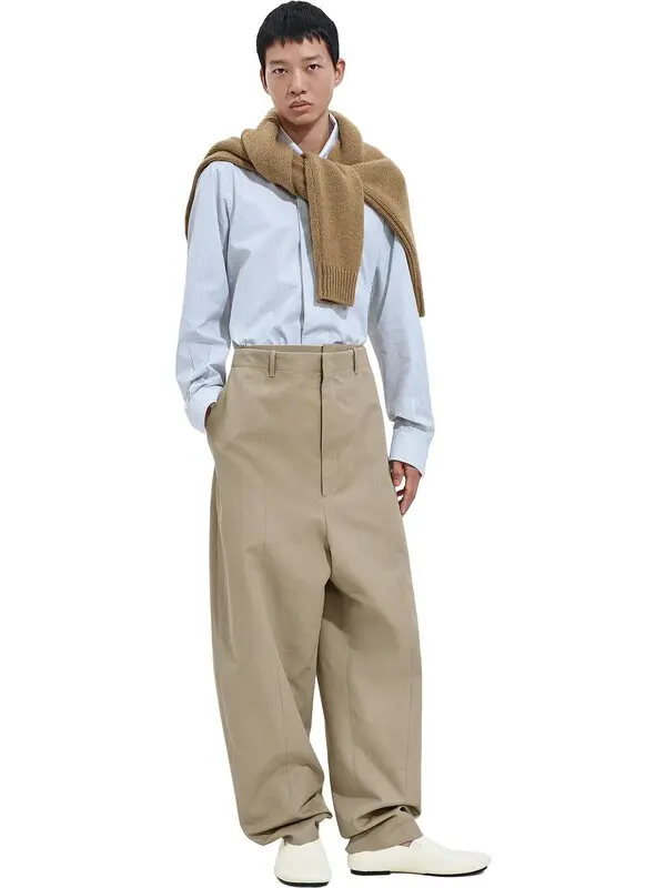 Bottega Veneta Light Cotton Double Waist Pants - Sahara
