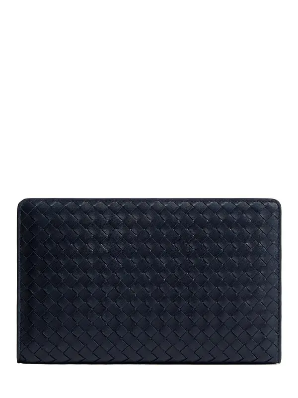 Bottega Veneta Intrecciato Nappa Leather Agenda Clutch - Midnight