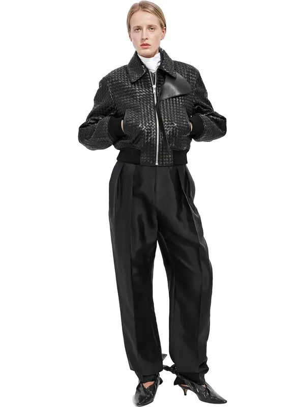 Bottega Veneta Intrecciato Leather Blouson - Double Black