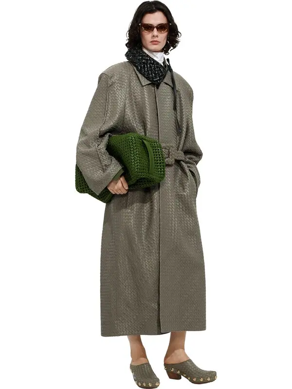Bottega Veneta Intrecciato Leather Coat - Desert Taupe