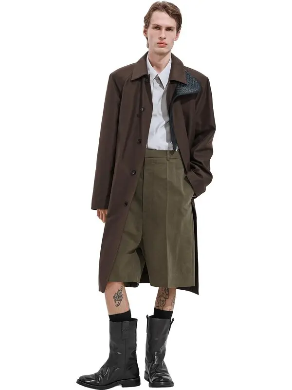 Bottega Veneta Silk And Nylon Trench Coat - Dark Carrubo