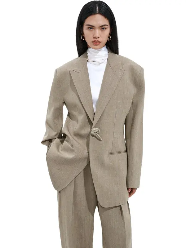 Bottega Veneta Wool And Linen Melange Jacket - Green/lava Mel