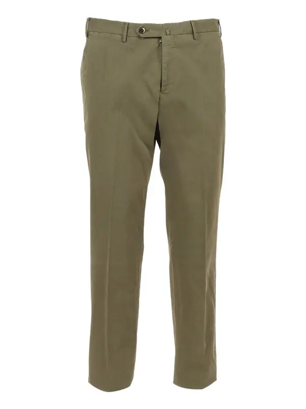 PT TORINO Slim Flat-front Trousers - Green