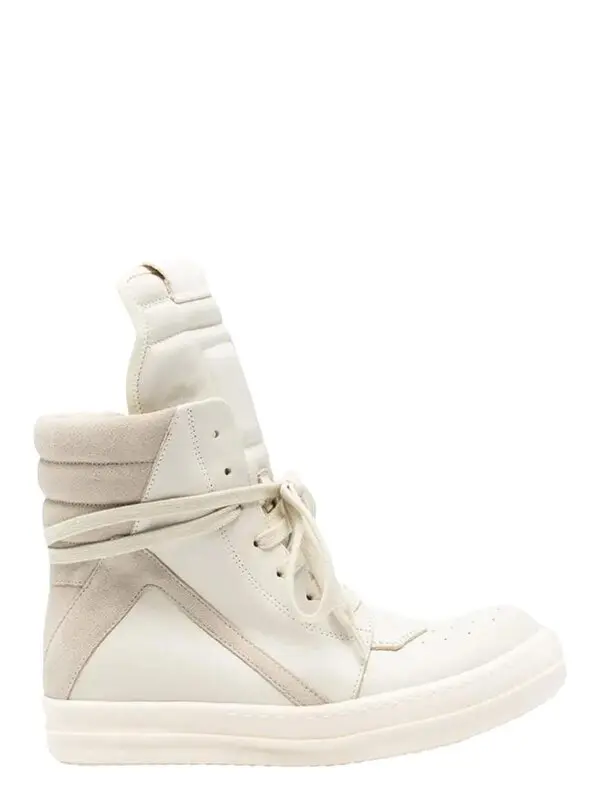 Rick Owens Pelle Geobasket Scarpe - White