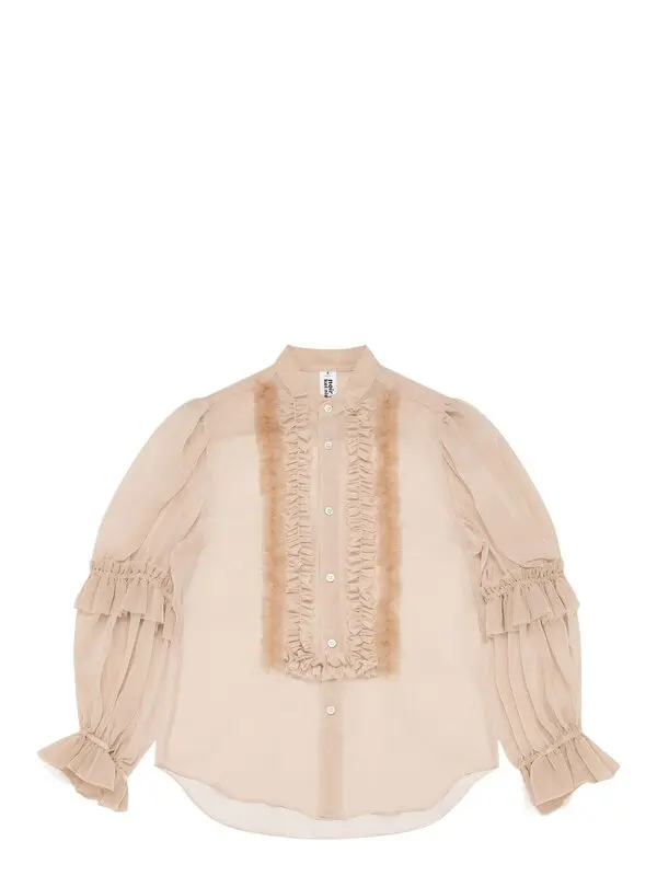 COMME DES GARÇONS NOIR Lace Ruffle Blouse - Tan