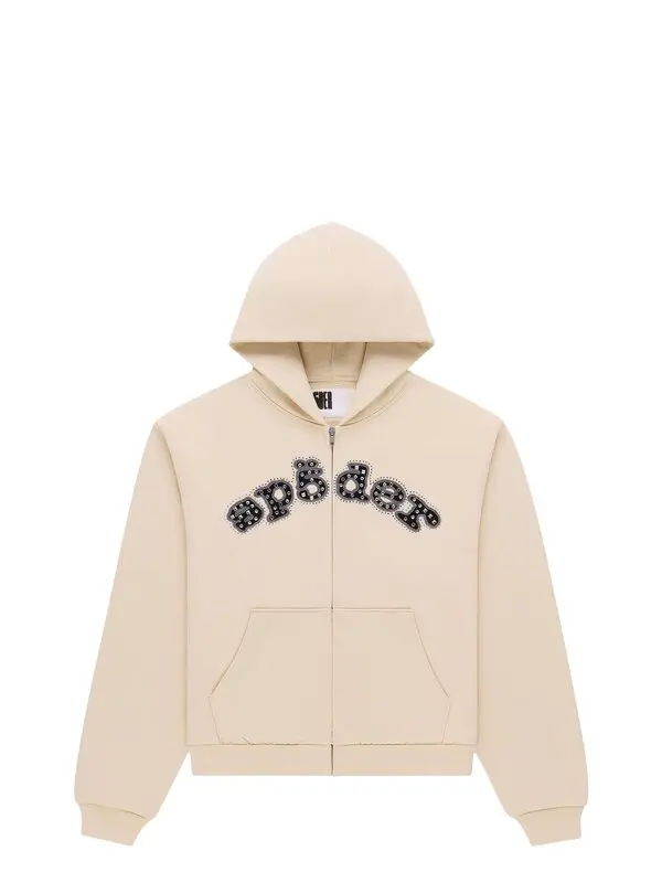 SP5DER Mixed Stone Og V2 Zip Hoodie - Cream
