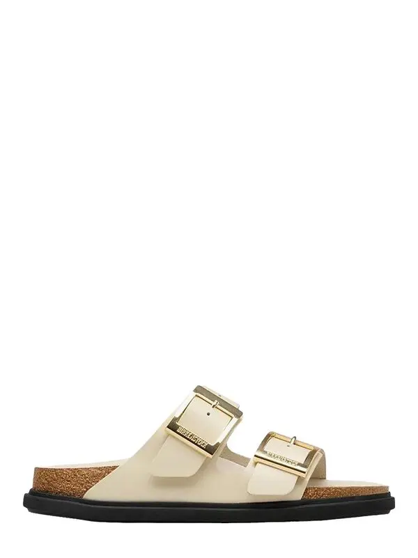 BIRKENSTOCK Arizona Droplet Buckle Leather Sandals - Cream