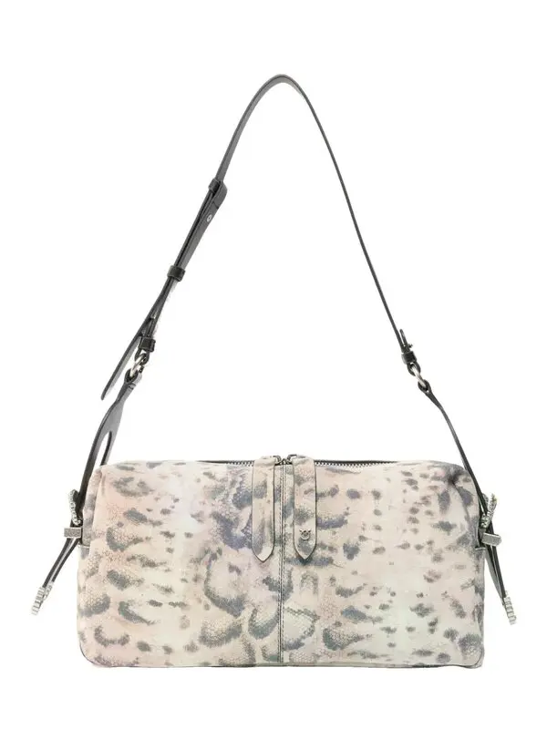 Pinko Python Print Suede Shoulder Bag - Neutrals