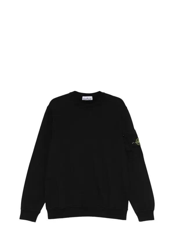 Stone Island Regular Fit Midweight Crewneck Sweatshirt With Pocket - Black