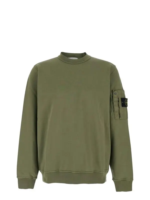Stone Island Regular Fit Midweight Crewneck Sweatshirt With Pocket - Green