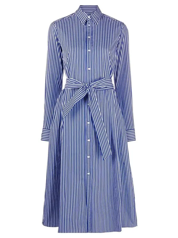 Polo Ralph Lauren Belted Striped Shirtdress - Blue