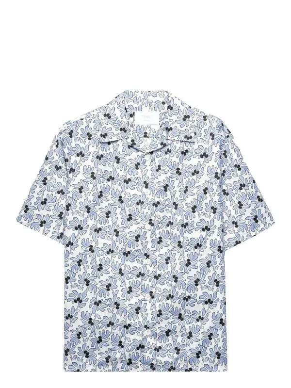 Prada Freesia-print Cotton Blend Bowling Shirt - Blue