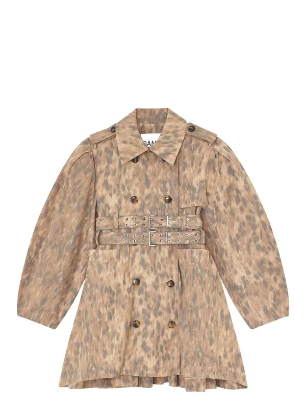GANNI Printed Cotton Trench Coat - Burro