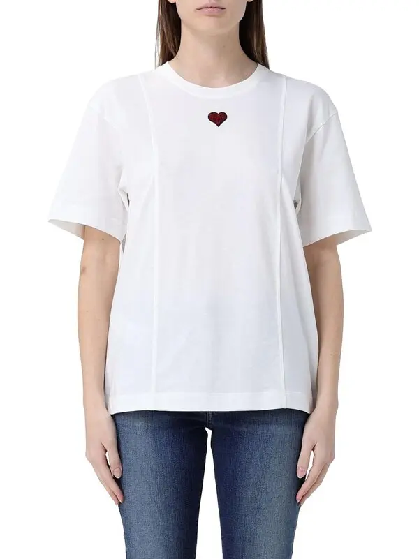 Pinko Cotton Heart Appliqué T-shirt - White