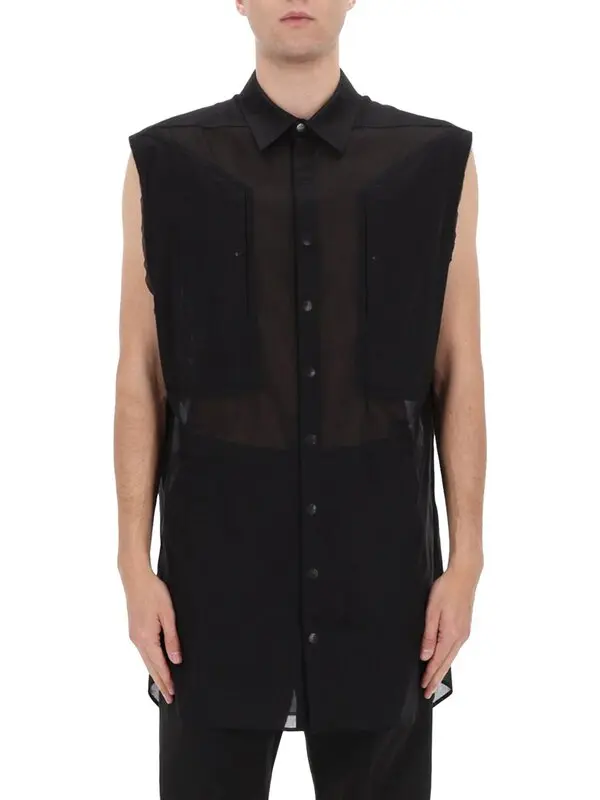 Rick Owens Sleeveless Cotton Shirt - Black