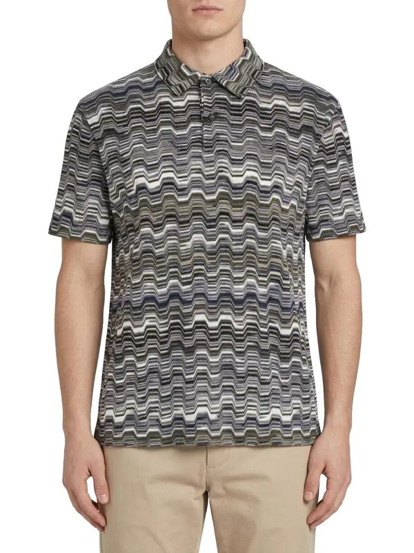 Missoni Striped Cotton Polo Shirt - Green