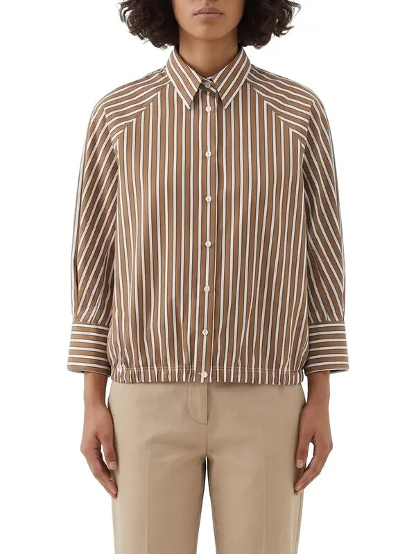 Brunello Cucinelli Striped Cotton Casual Shirt - Brown
