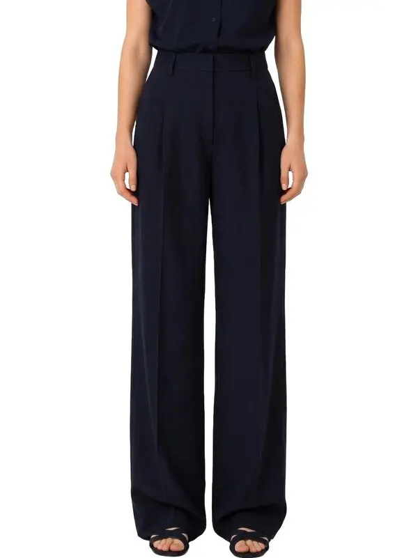 Fabiana Filippi Linen Blend Wide Leg Trousers - Blue