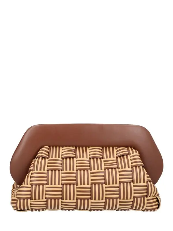 THEMOIRE Bios Woven Vegan Leather Clutch - Beige