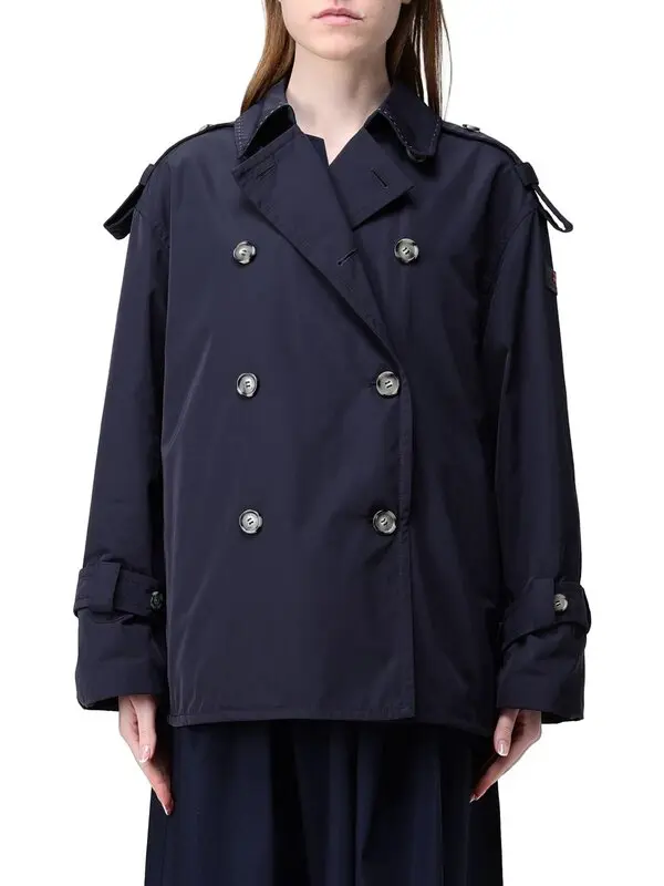 Peuterey Double-breasted Polyester Trench Coat - Blue