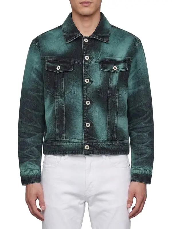 Kenzo Cotton Denim Jacket With Abstract Logo Back - Grey