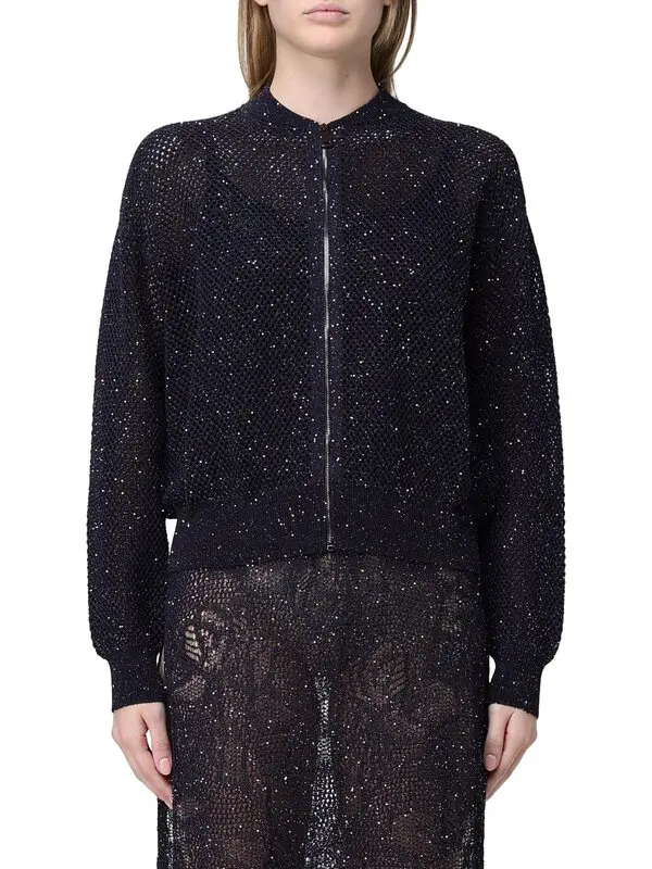 Fabiana Filippi Perforated Knit Zip-up Cardigan - Blue