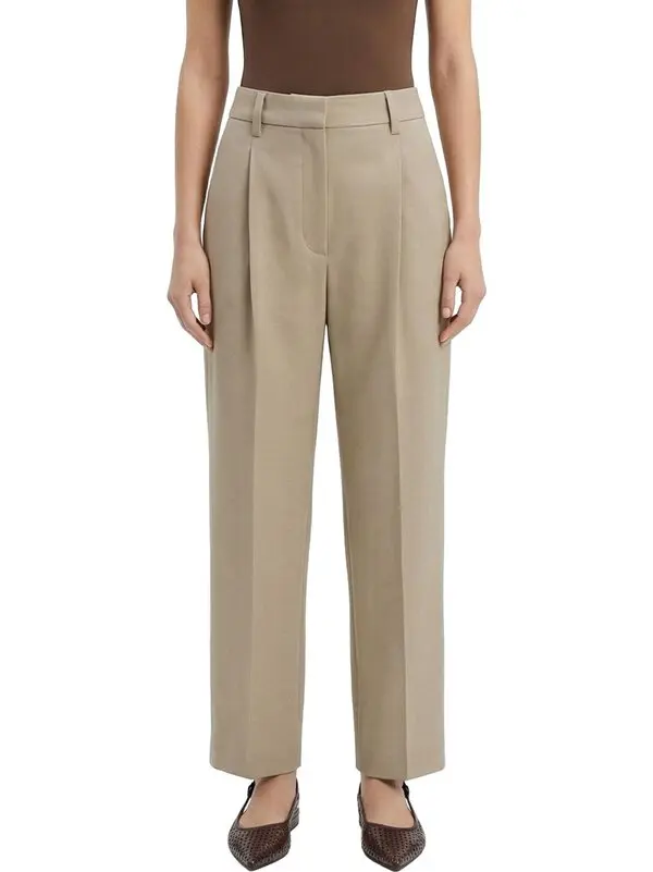 Brunello Cucinelli Linen Palazzo Trousers - Beige