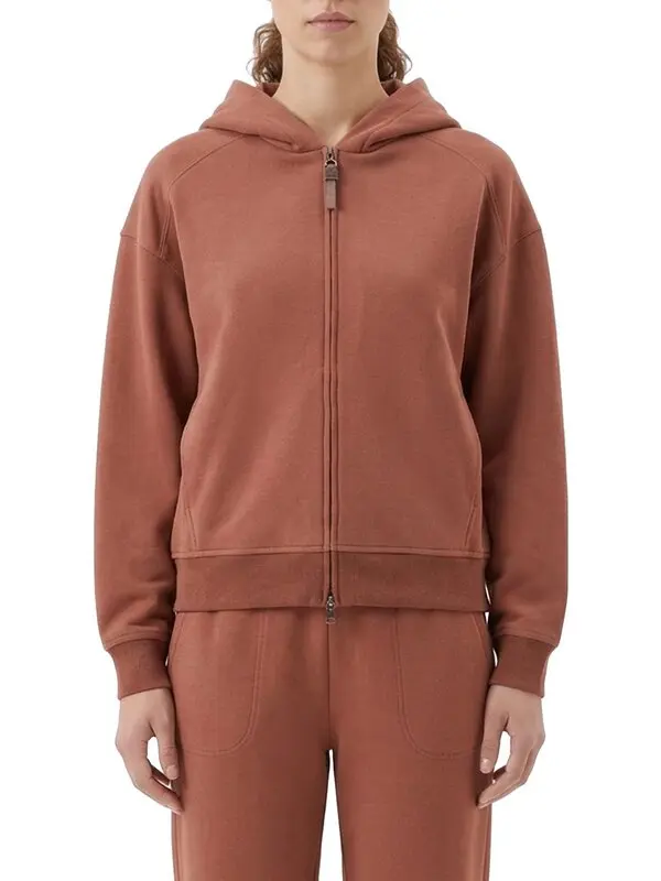 Brunello Cucinelli Zip-up Cotton Hoodie - Burnt
