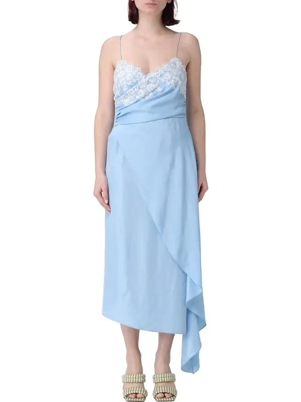 Moschino Lace Trimmed Slip Dress - Gnawed Blue