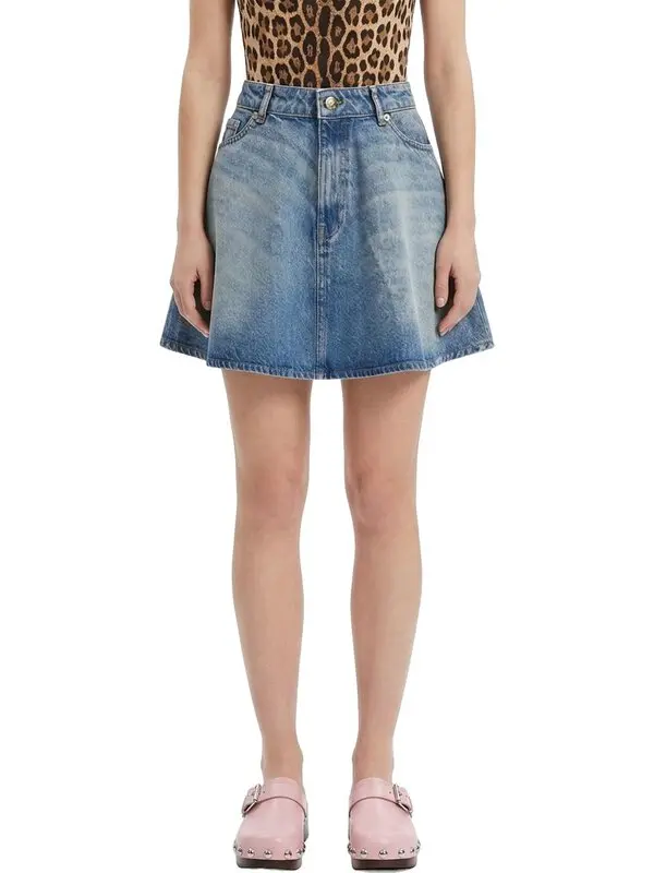 GANNI A-line Denim Mini Skirt - Blue