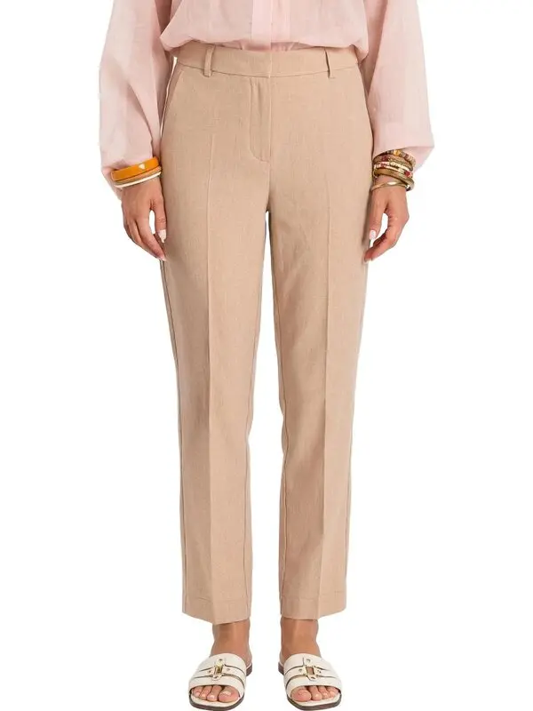 TWINSET Tailored Linen Blend Trousers - Natural