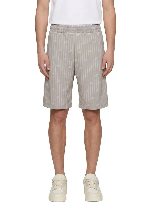 Gcds Technical Fabric Shorts With Striped Logo - Beige