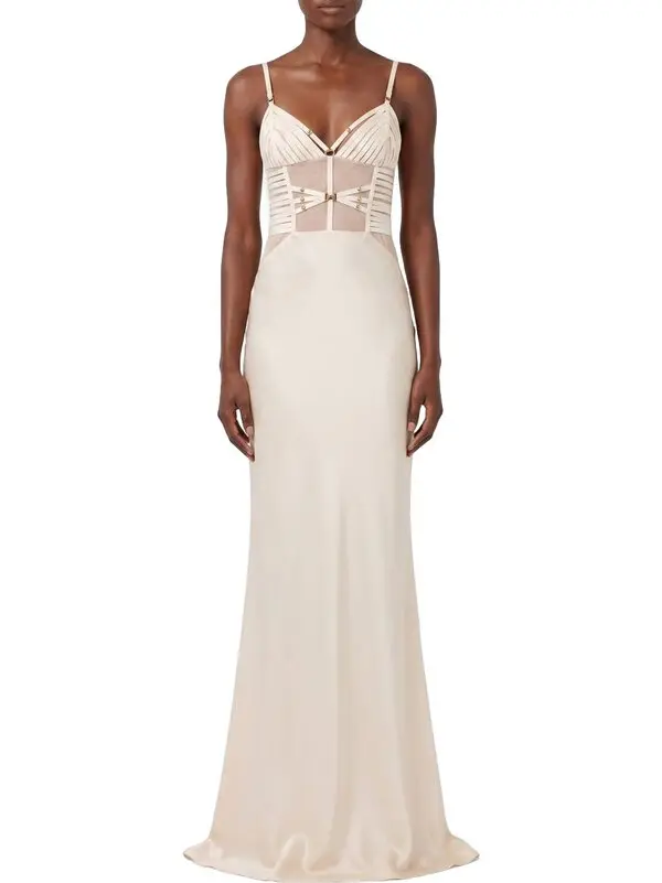 Elisabetta Franchi Satin Corset Dress - Beige