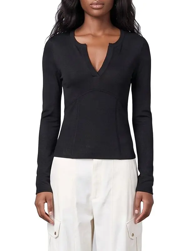 Pinko Viscose Knit Top With Dual Neckline - Black