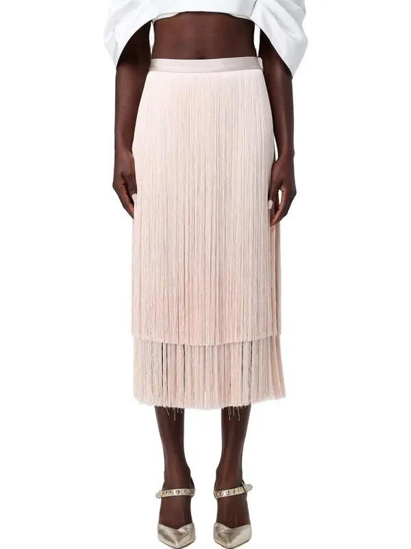 Elisabetta Franchi Fringe Skirt - Blush Pink